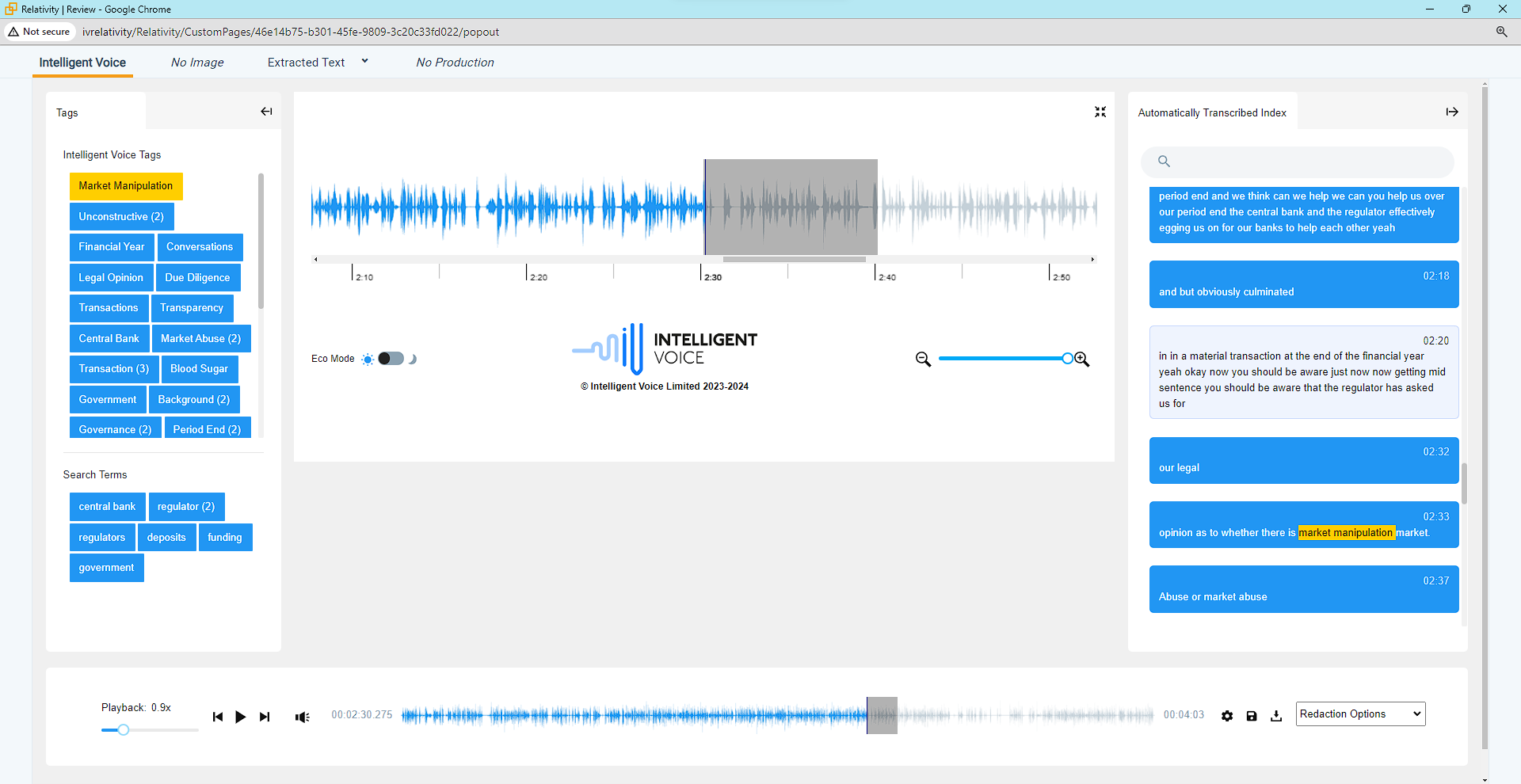 Audio / Video Review & Analysis - Relativity